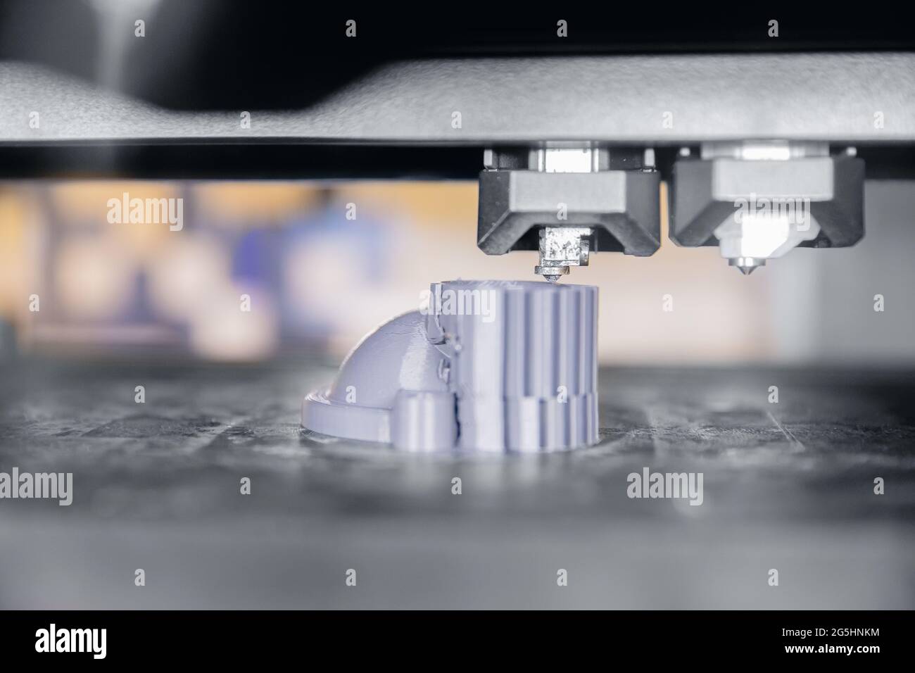 Modern 3D plastic printer printing figure close-up macro Stock Photo ...