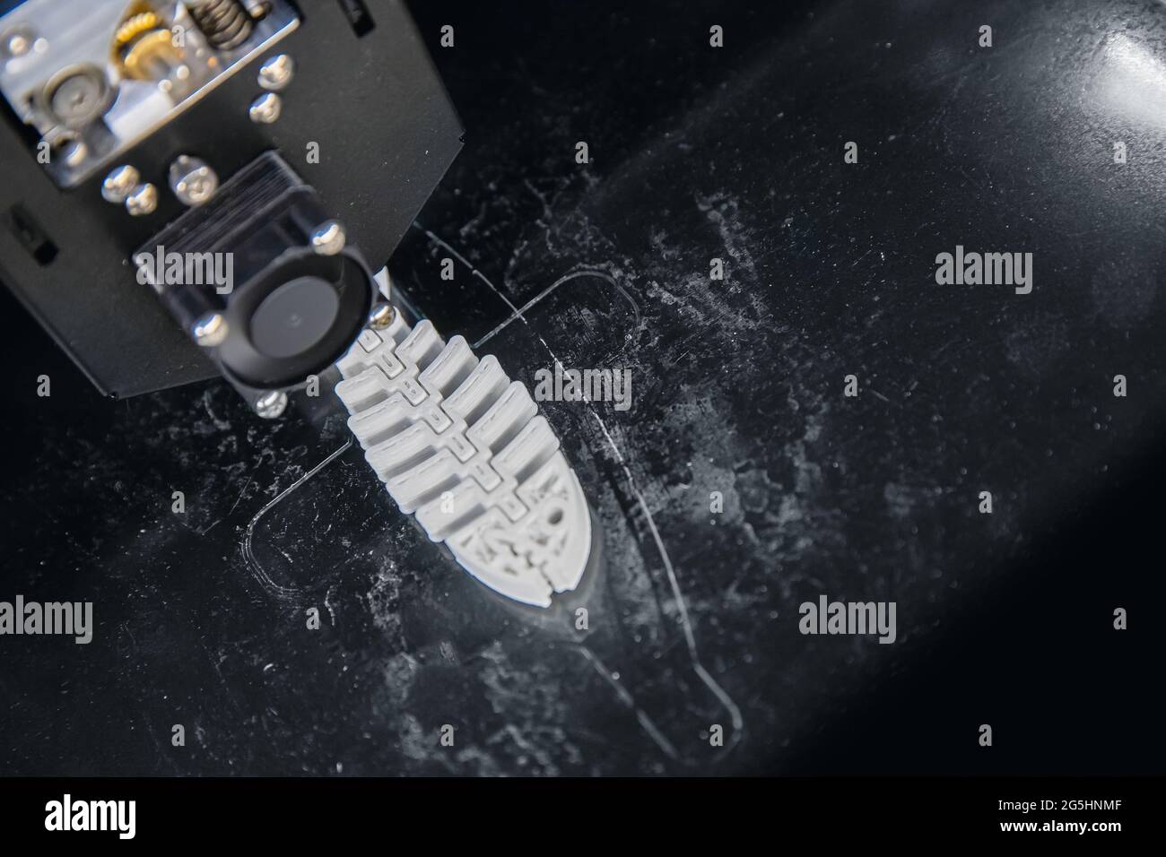 Closeup 3D Printer mechanism working element design of device during ...