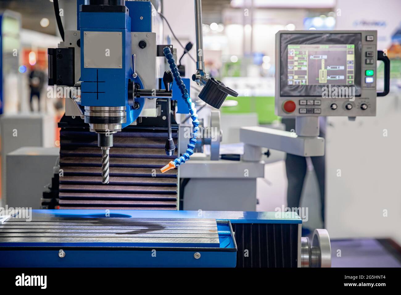 Drilling CNC machine in automatic production copy space Stock Photo - Alamy