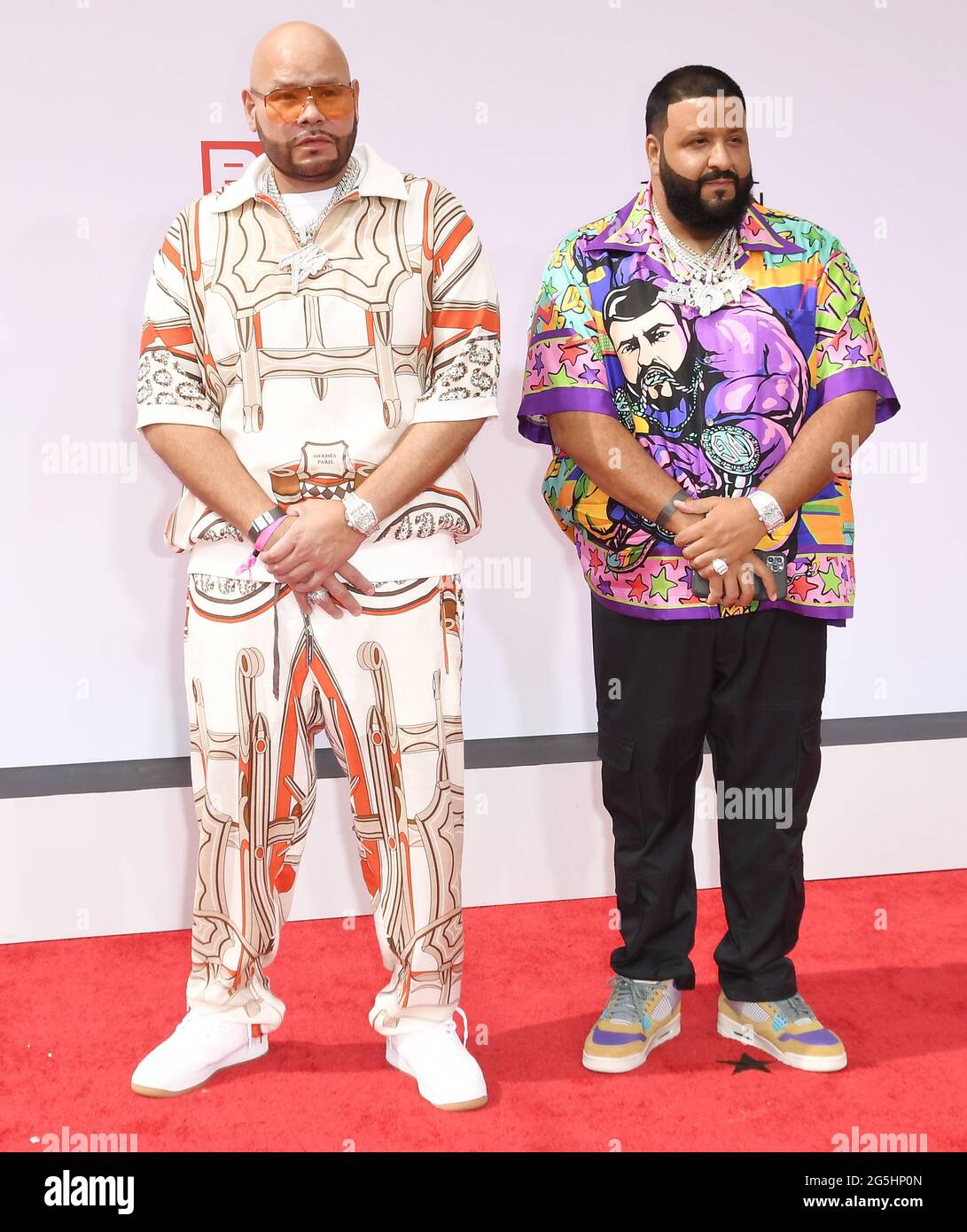 (L-R) Fat Joe and DJ Khaled arrives at the BET Awards 2021 held at the ...