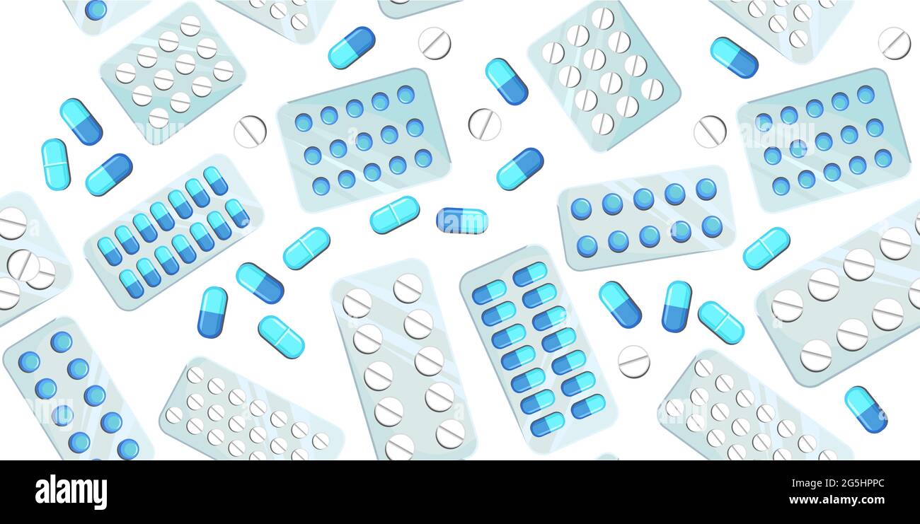 Medicines seamless pattern. Illustration with pills. Concurrency ...