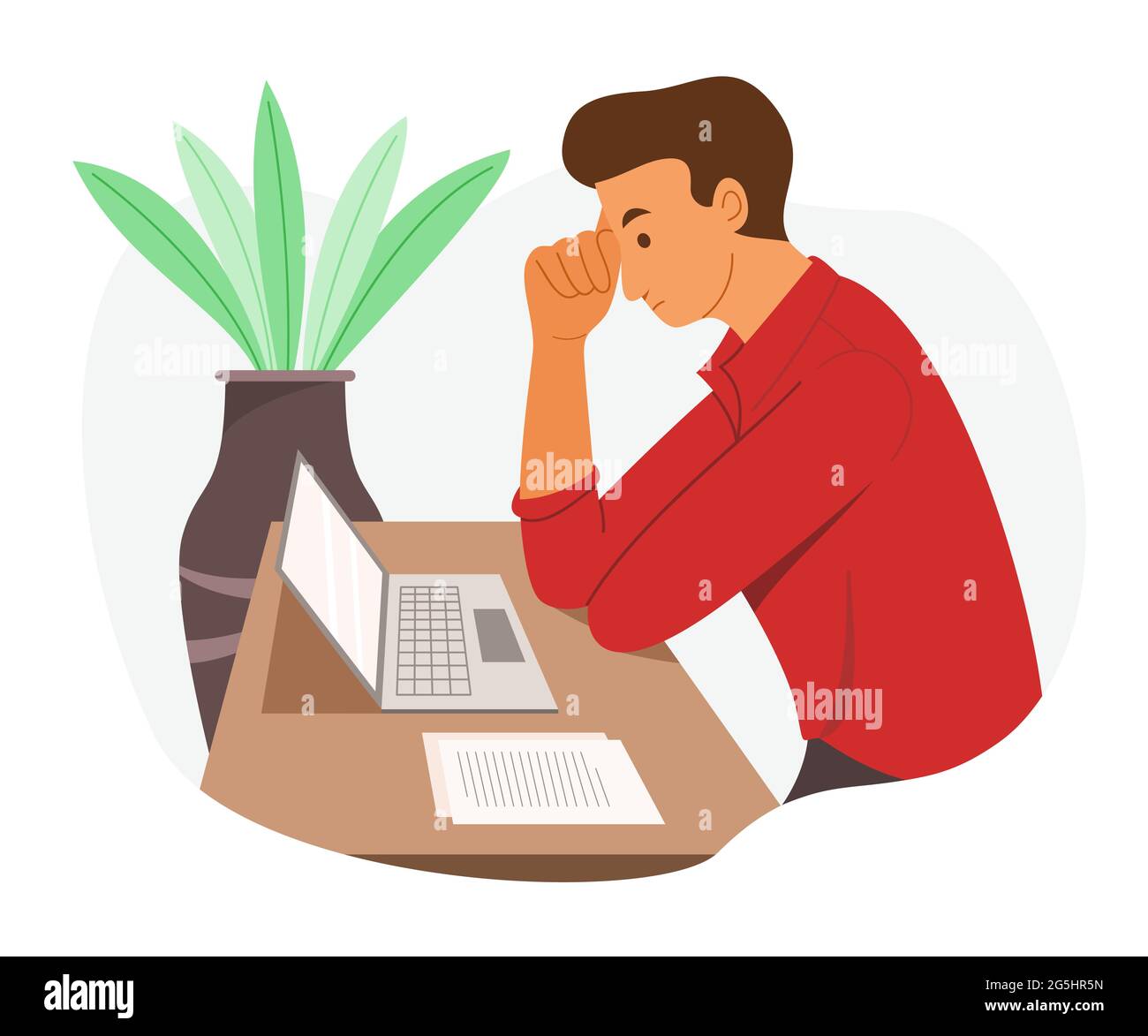 Young man bored office Stock Vector Images - Alamy