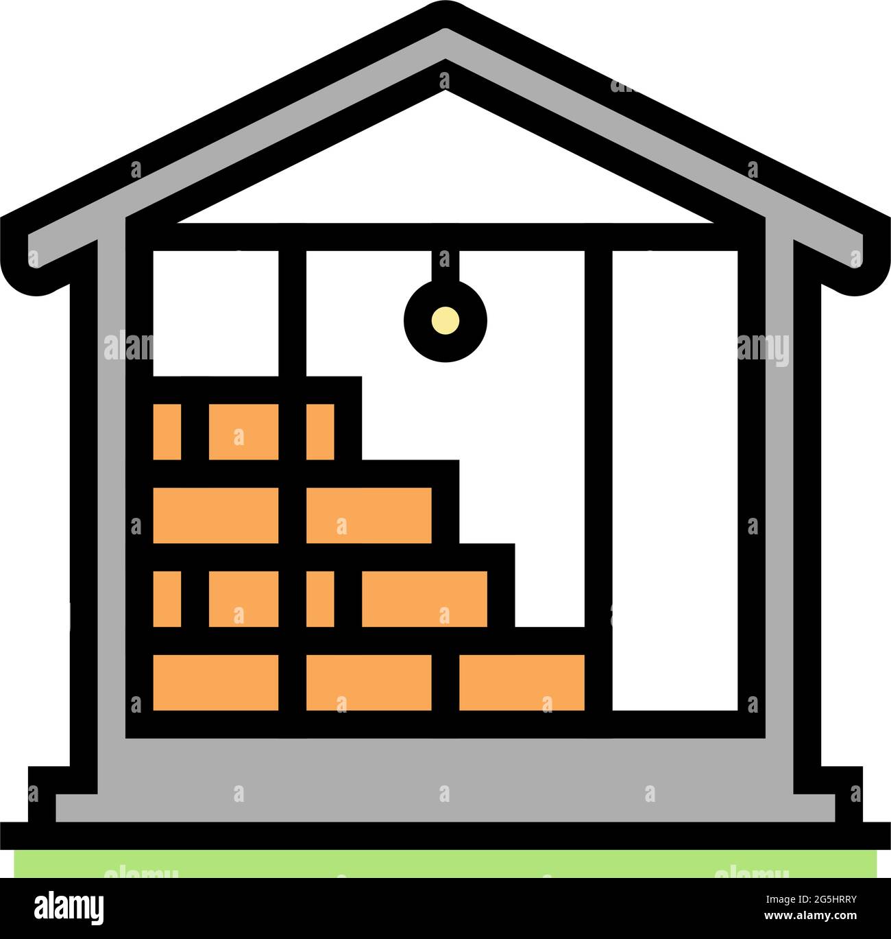 inside wall insulation with mineral wool color icon vector illustration ...