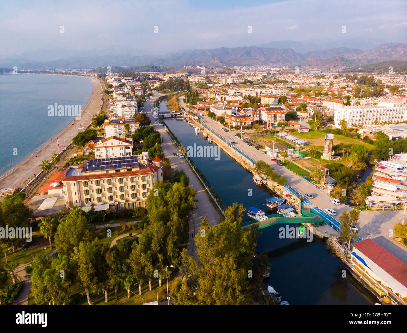 Aerial view of coastal area of Fethiye city in Turkish Riviera Stock ...