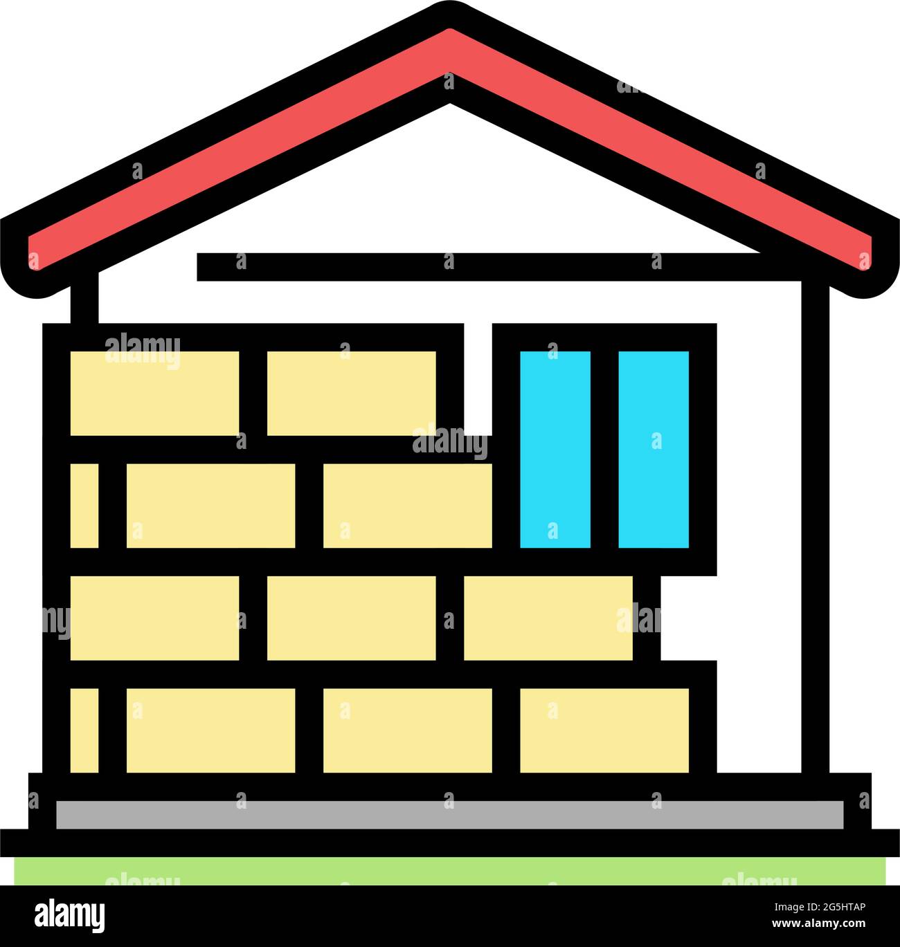 wall insulation outside mineral wool color icon vector illustration ...