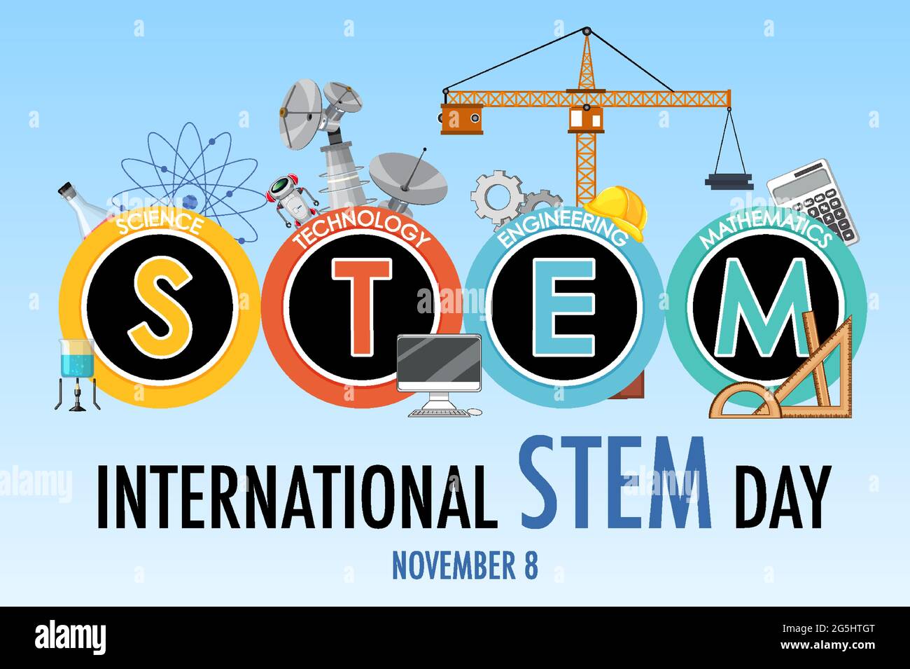 International STEM Day on November 8th logo banner illustration Stock ...