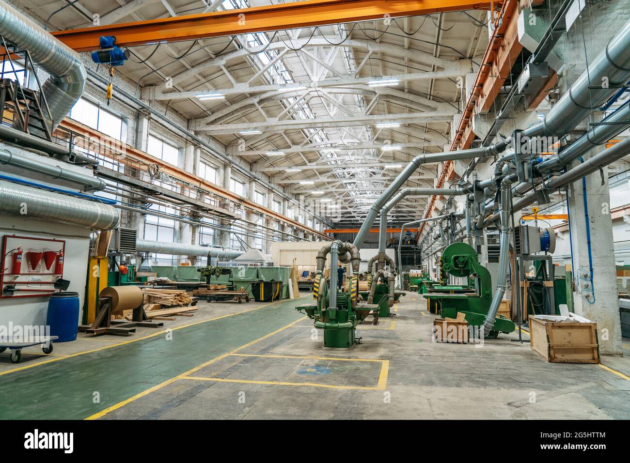 Industrial machines for processing wood in workshop of woodworking ...