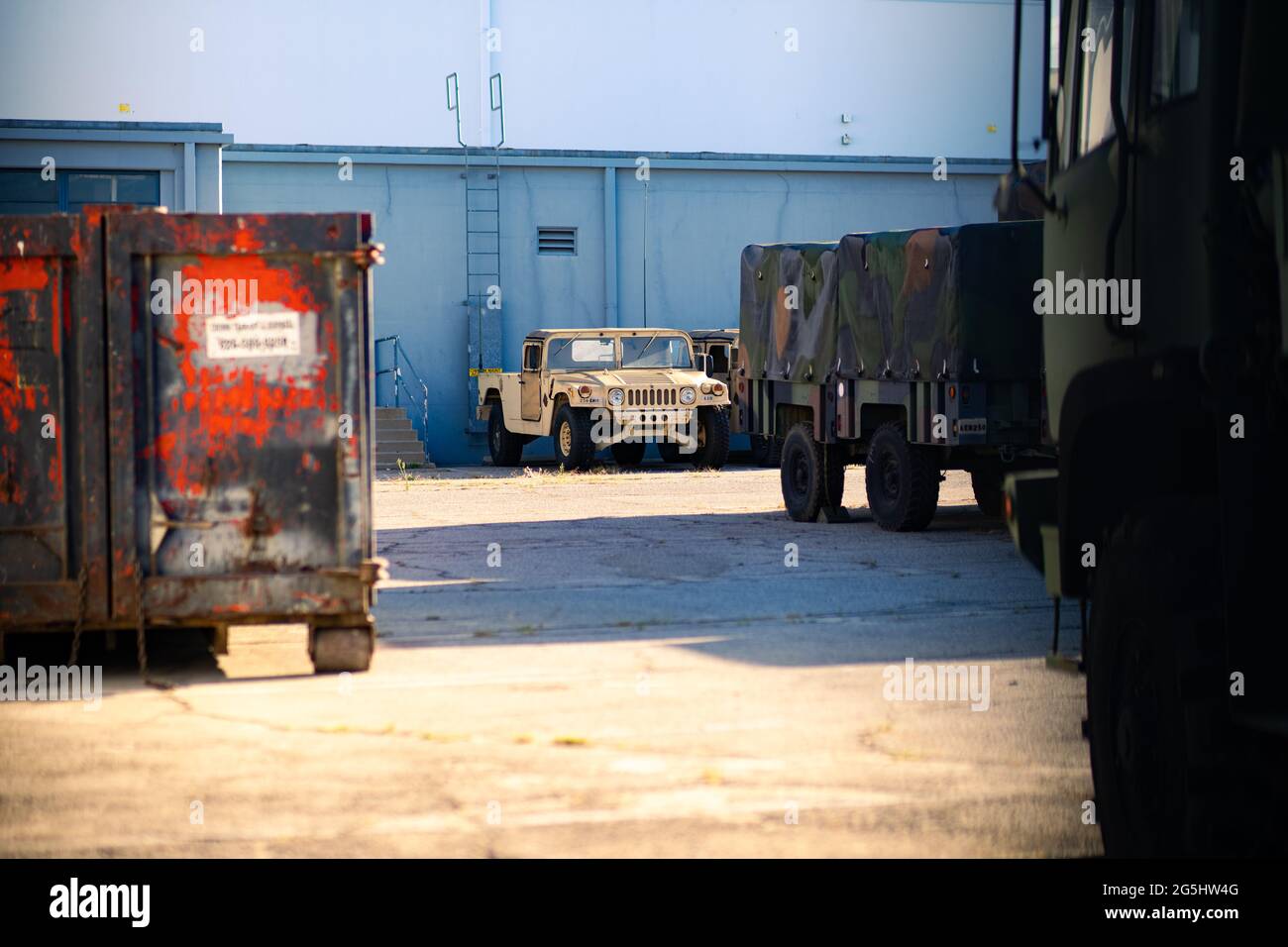 Military Vehicles in a parking lot Stock Photo - Alamy
