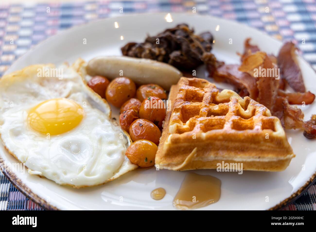 Western style breakfast set on the table Stock Photo - Alamy