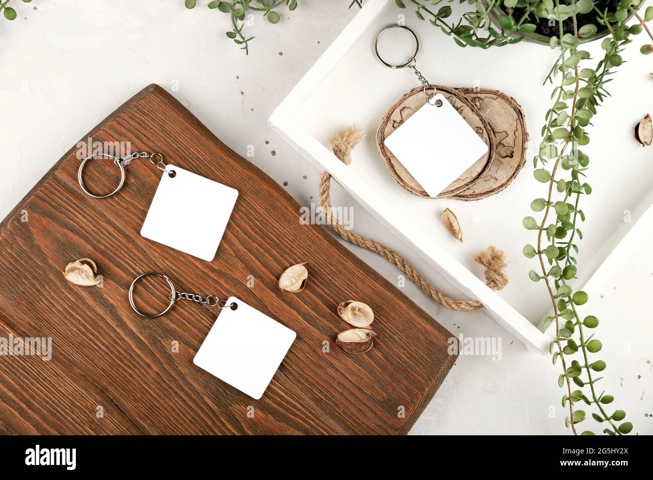 Key chain mockup to display design. Key chain mock up in cozy home ...