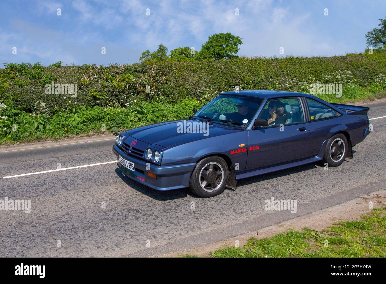 1987 80s blue Opel Manta GT E 1979cc coupe, en-route to Capesthorne ...