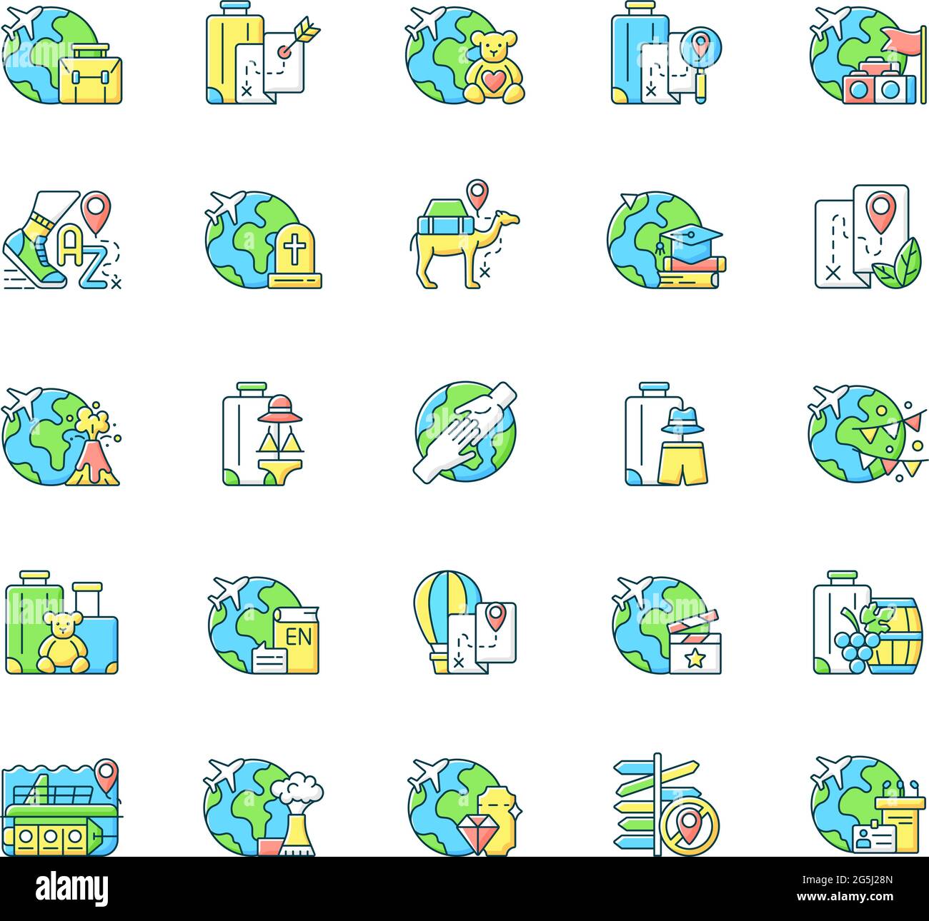 Types of travel RGB color icons set Stock Vector Image & Art - Alamy