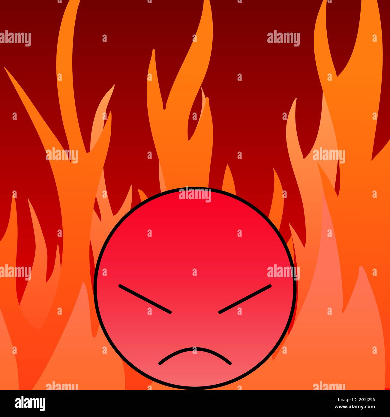 Angry emotion face in red with fire 05 Stock Vector Image & Art - Alamy