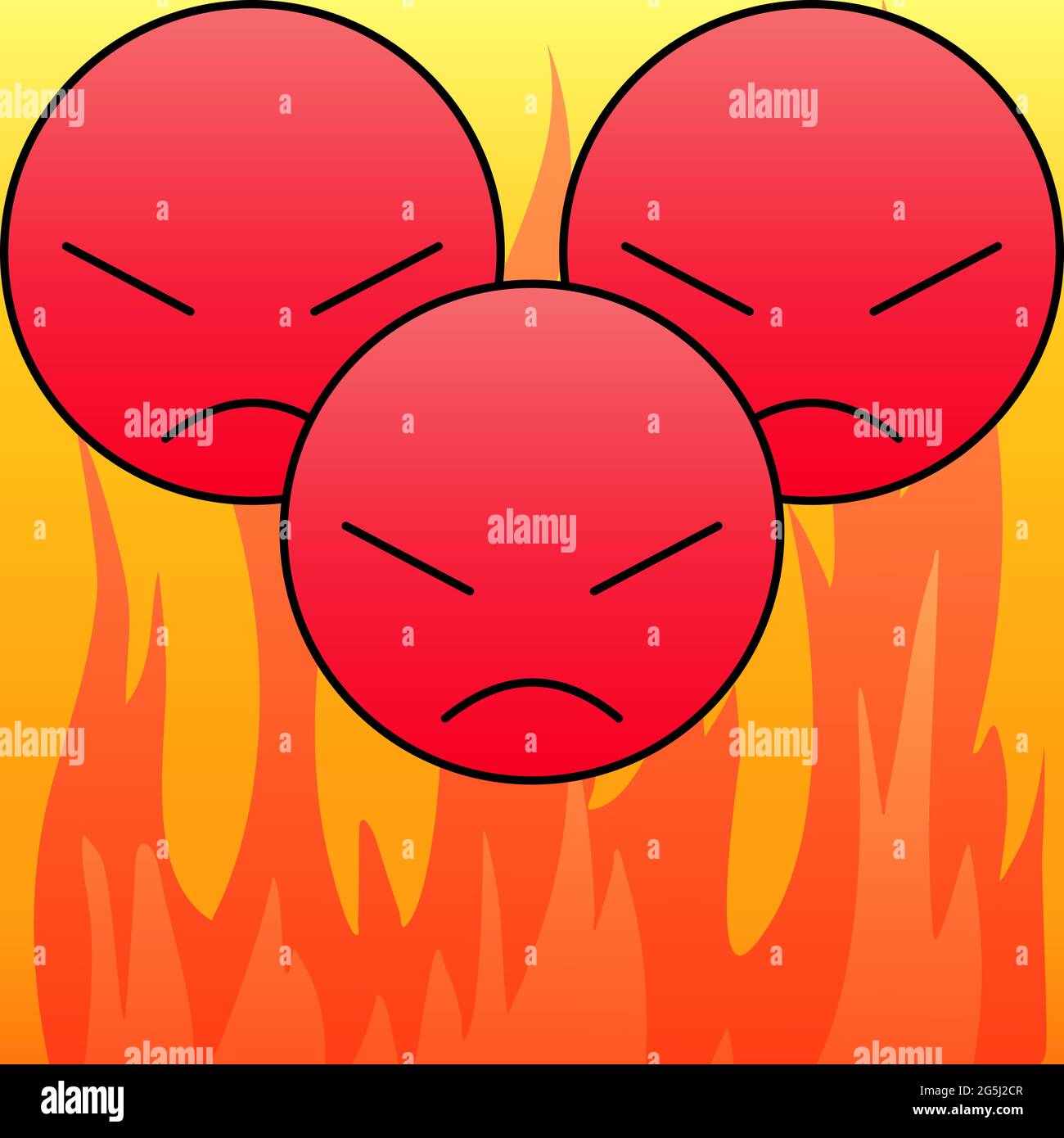 Angry emotion face in red with fire 04 Stock Vector Image & Art - Alamy