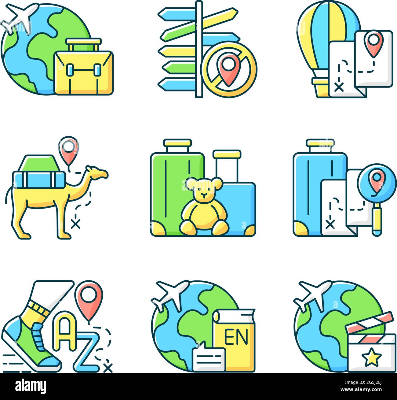 Travel type RGB color icons set Stock Vector Image & Art - Alamy