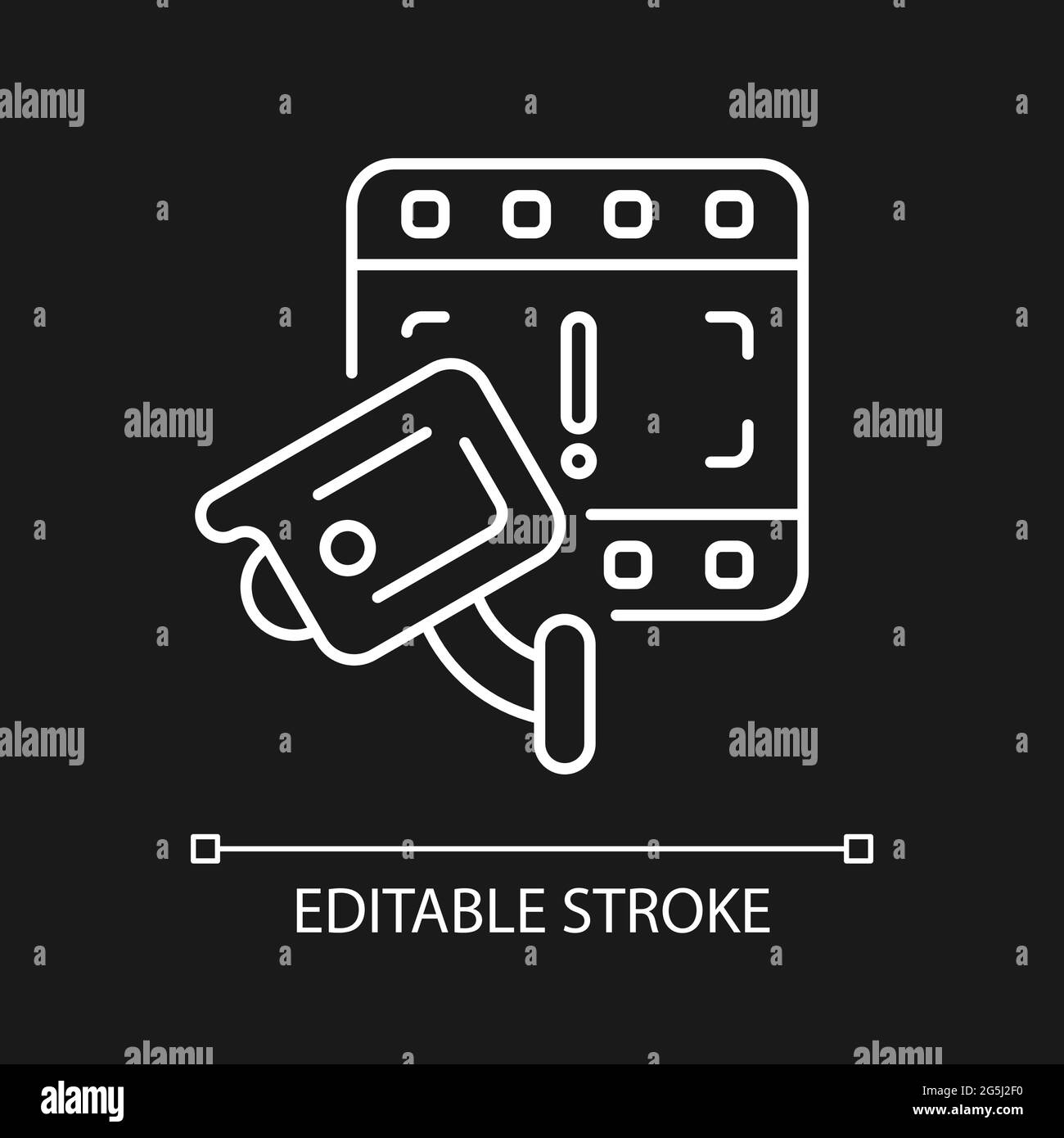 CCTV camera boon to investigation white linear icon for dark theme ...