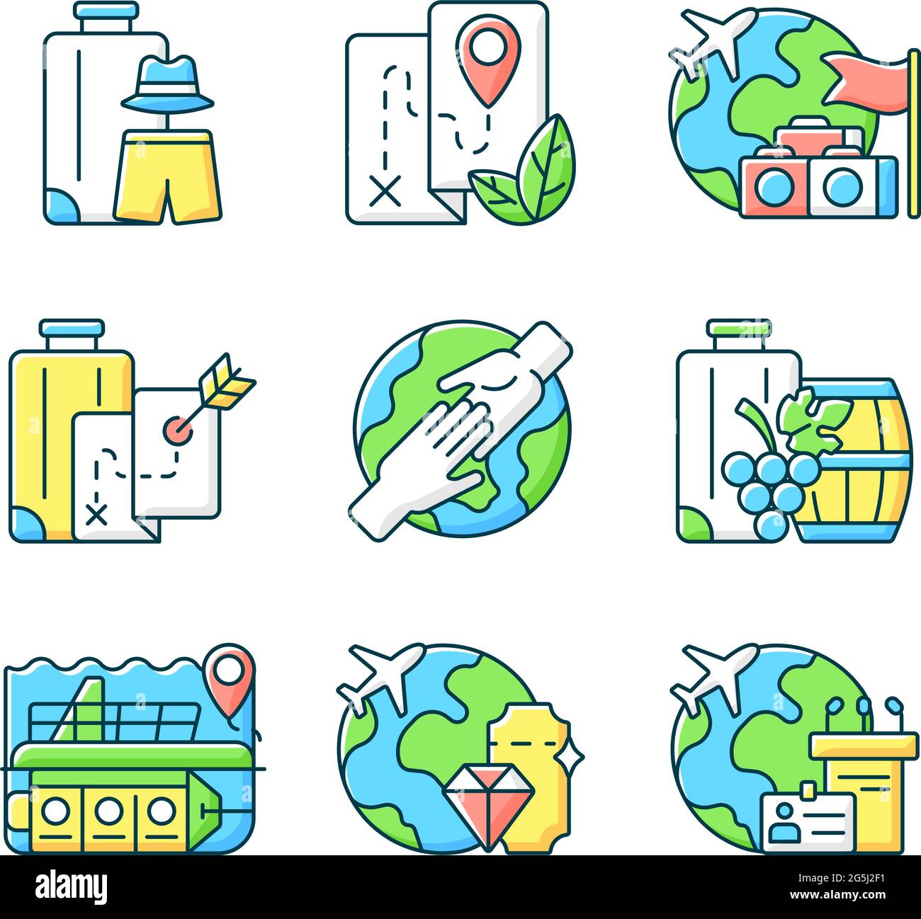 Types of tourism RGB color icons set Stock Vector Image & Art - Alamy