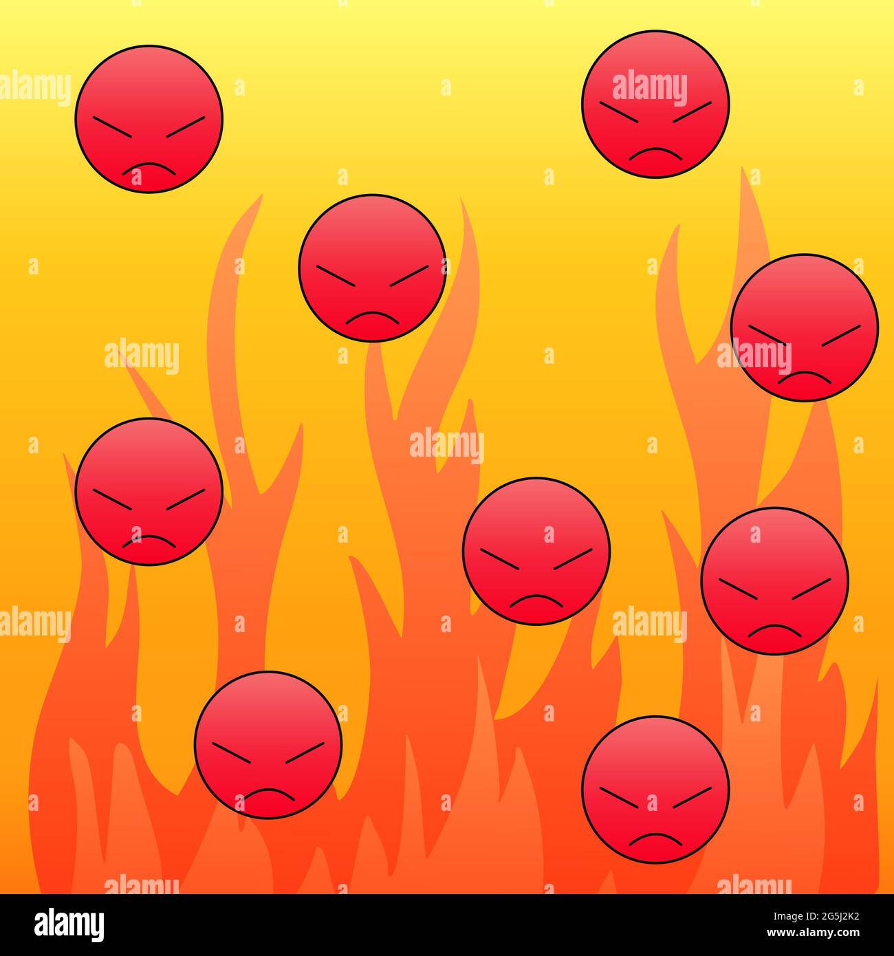 Angry emotion face in red with fire 03 Stock Vector Image & Art - Alamy