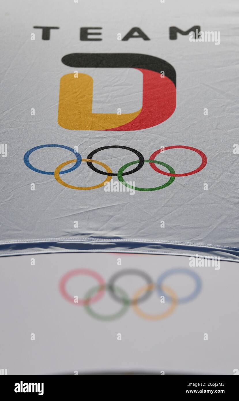 Munich, Germany. 28th June, 2021. The logo of Team D, the German ...