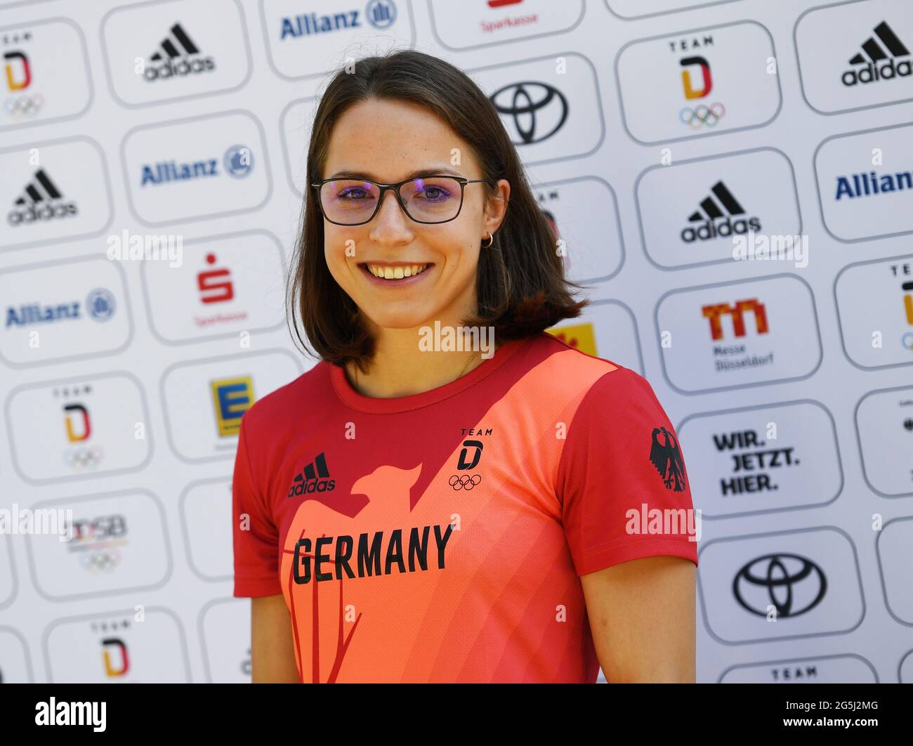 Munich, Germany. 28th June, 2021. Judoka Amelie Stoll wears a new top ...