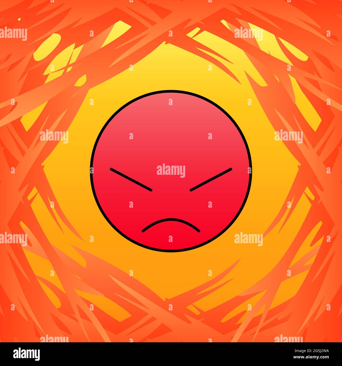 Angry emotion face in red with fire 07 Stock Vector Image & Art - Alamy
