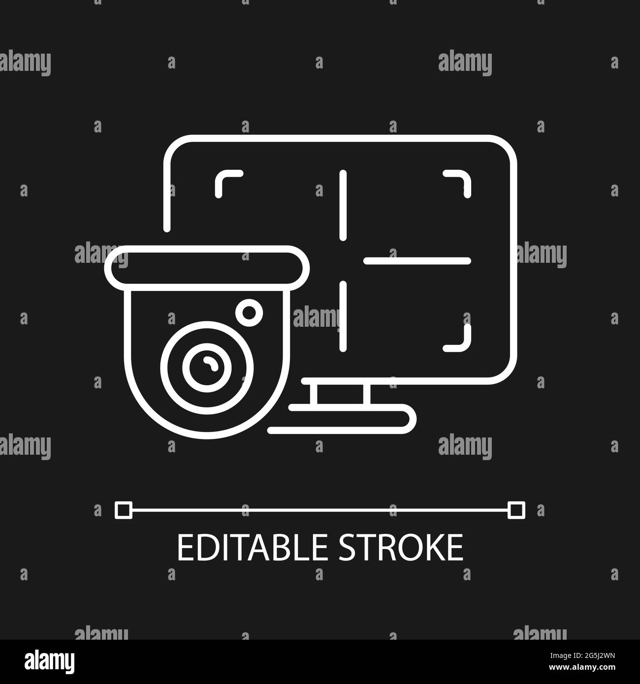 CCTV monitor white linear icon for dark theme Stock Vector Image & Art ...