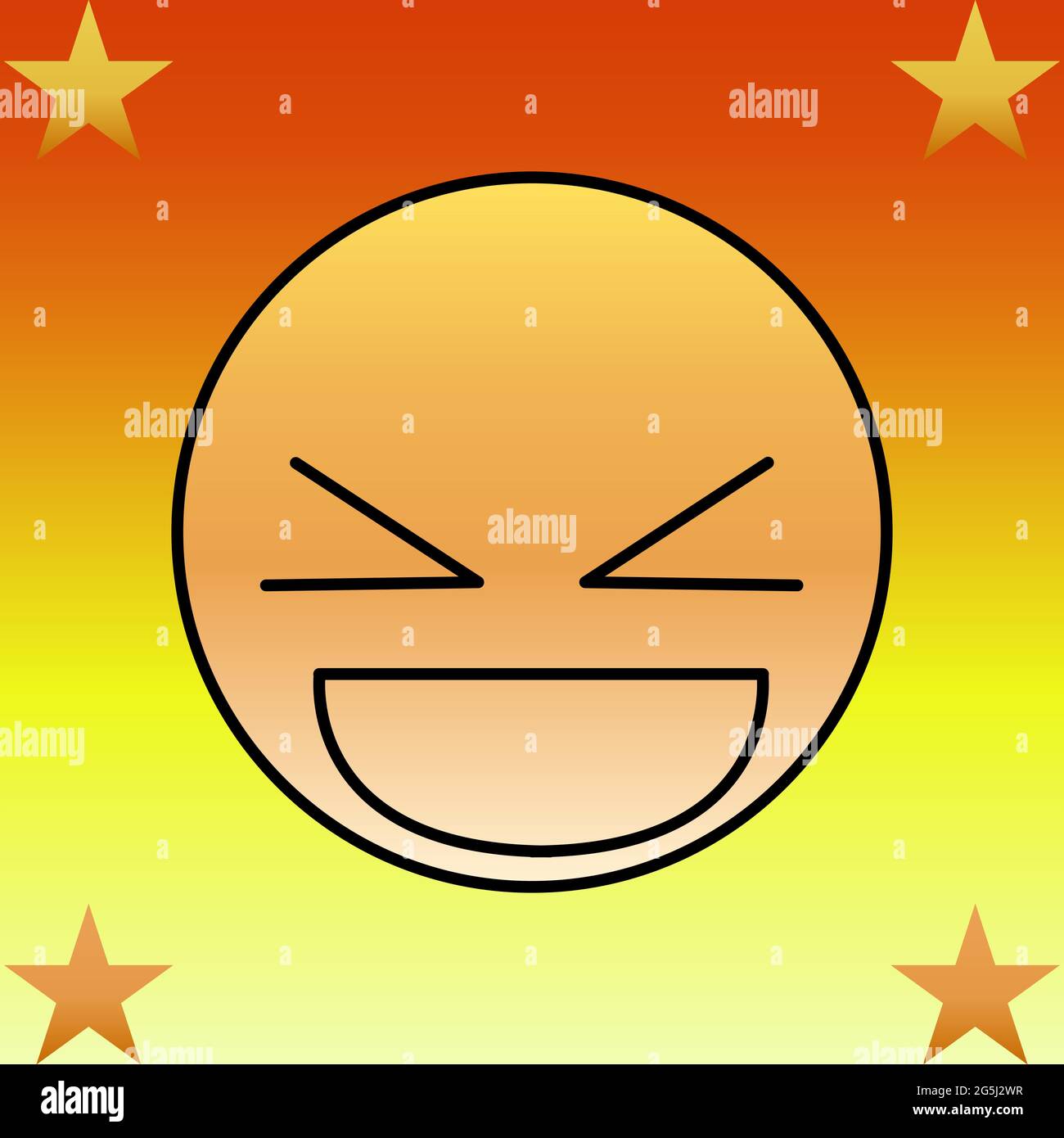 Happy emotion face in orange with star 01 Stock Vector Image & Art - Alamy