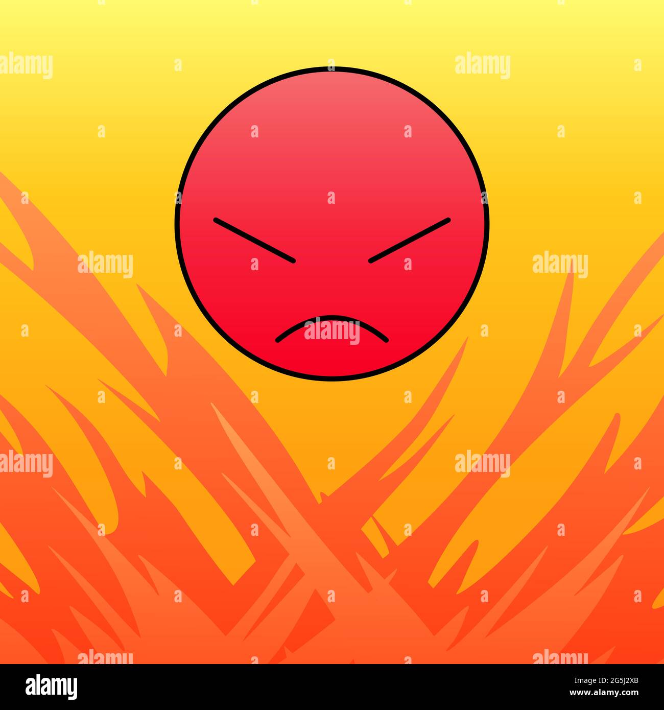 Angry emotion face in red with fire 06 Stock Vector Image & Art - Alamy