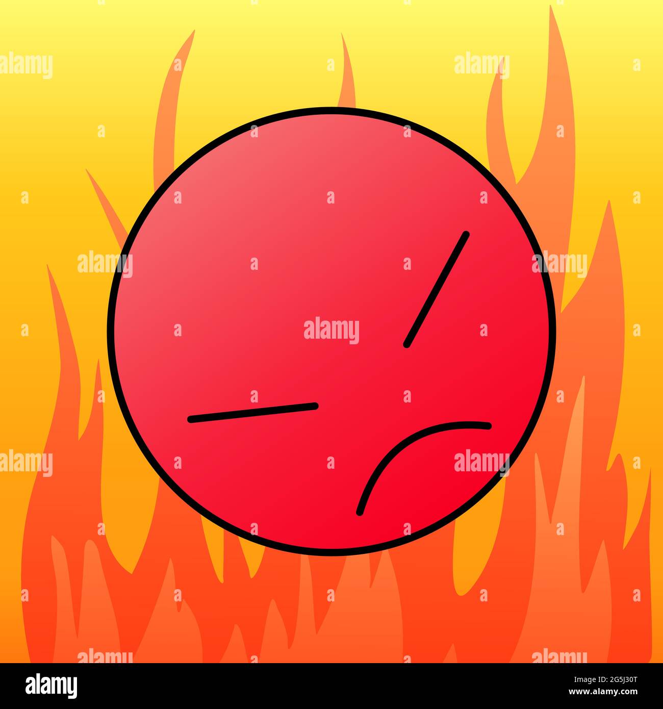 Angry emotion face in red with fire 02 Stock Vector Image & Art - Alamy