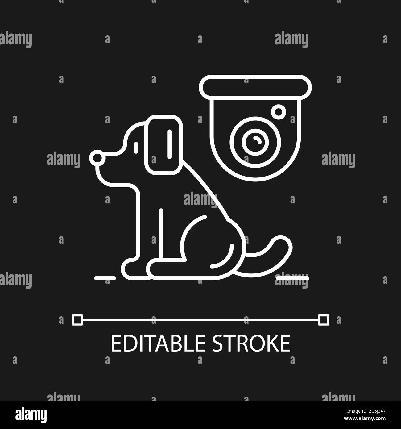 Pet control camera white linear icon for dark theme Stock Vector Image ...