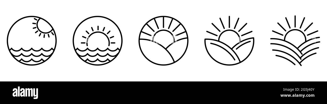 Sunset icon. Sun line icons. Vector illustration. Sunrise vector icons ...