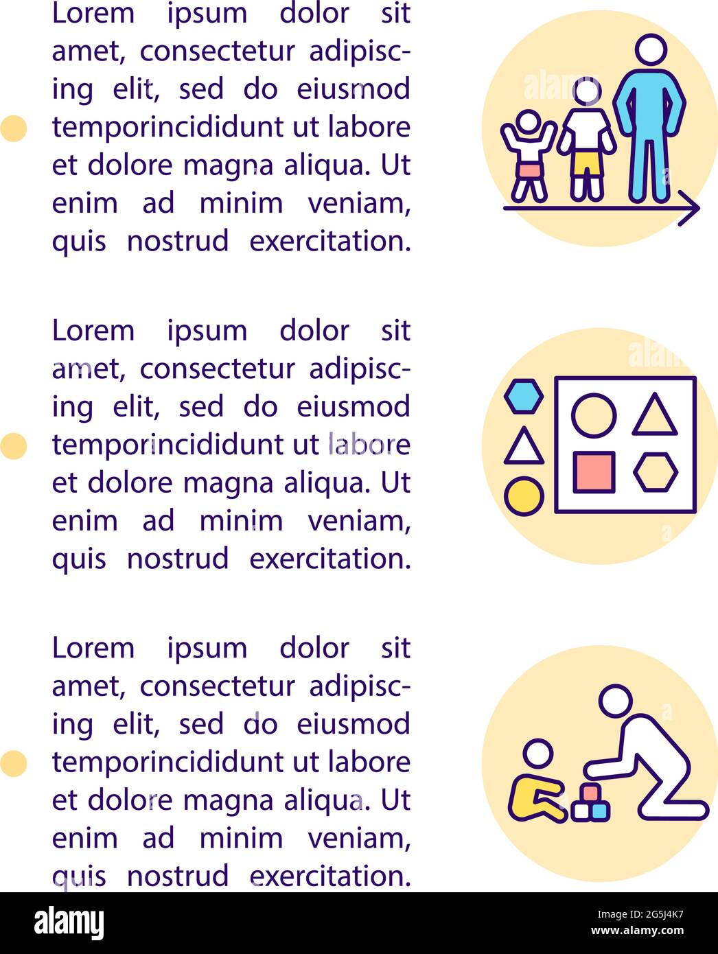 Developmental and behavioral screening concept line icons with text ...