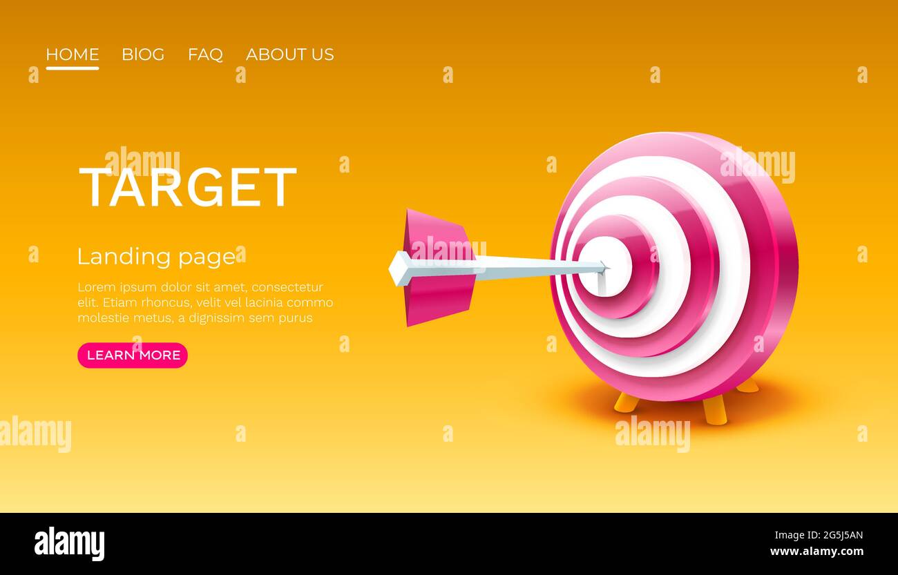 Target landing page, banner business 3d icon. Vector illustration Stock ...