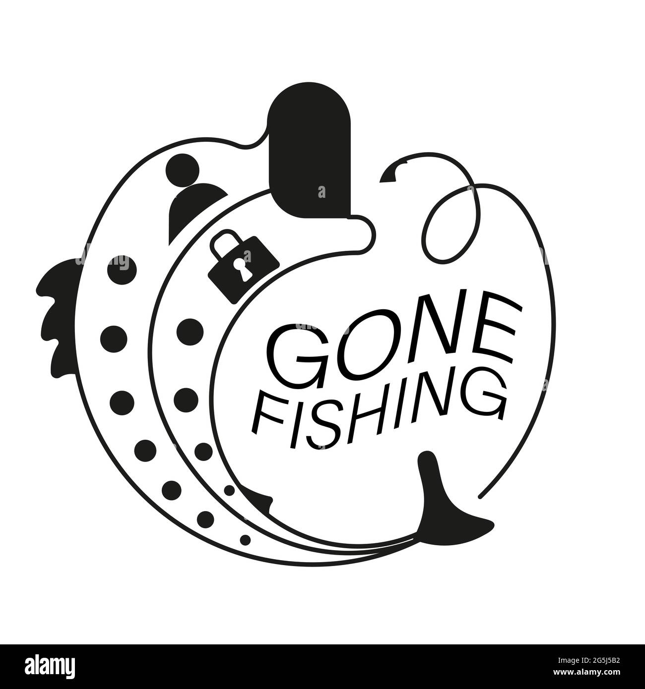 Logo of Phishing cybercrime, stealing data. Fishing hook catch login ...