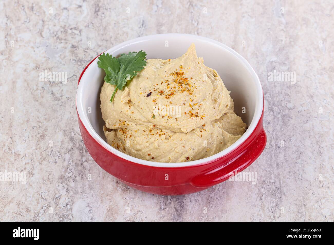 Vegan cuisine – Traditional Jewish Hummus with olive oil Stock Photo ...