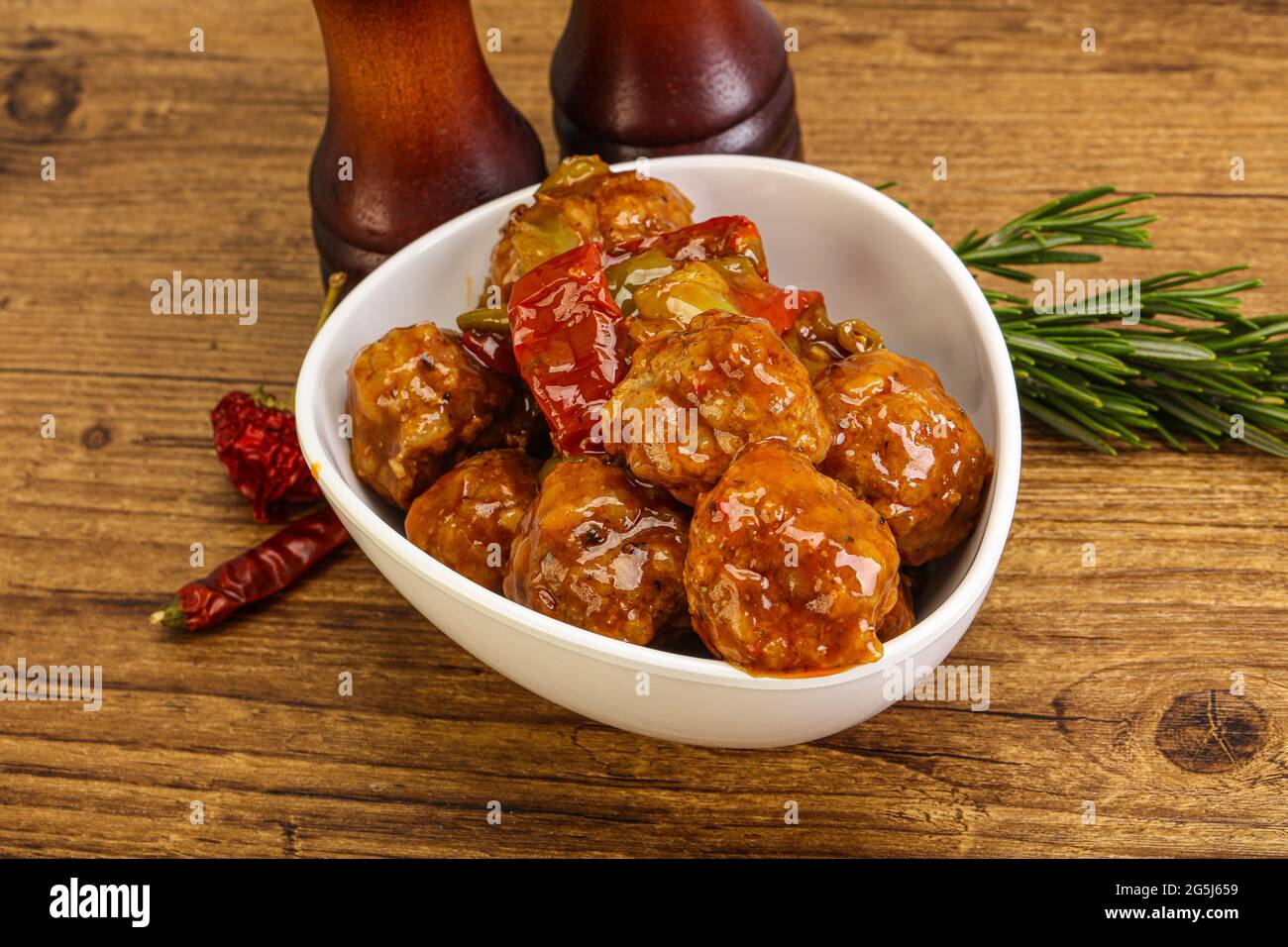 Minced Meat ball in tomato sauce Stock Photo - Alamy