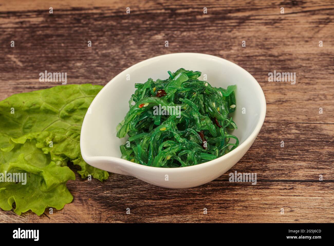 Green Chuka Seaweed Salad Isolated on White Background Top View. Wakame ...