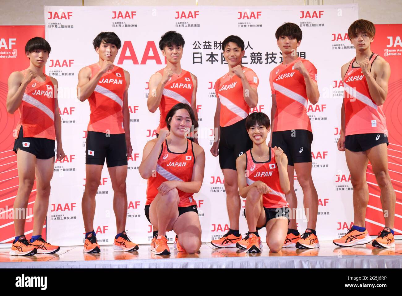 Osaka, Japan. 28th June, 2021. (B L to R) Ryuji Miura, Shunsuke Izumiya ...