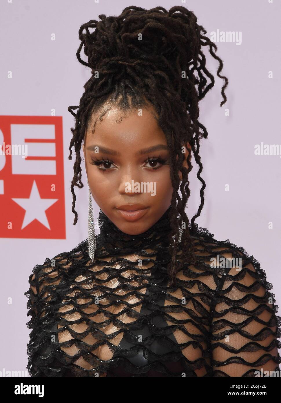 Chloe Bailey arrives at the BET Awards 2021 held at the Microsoft ...