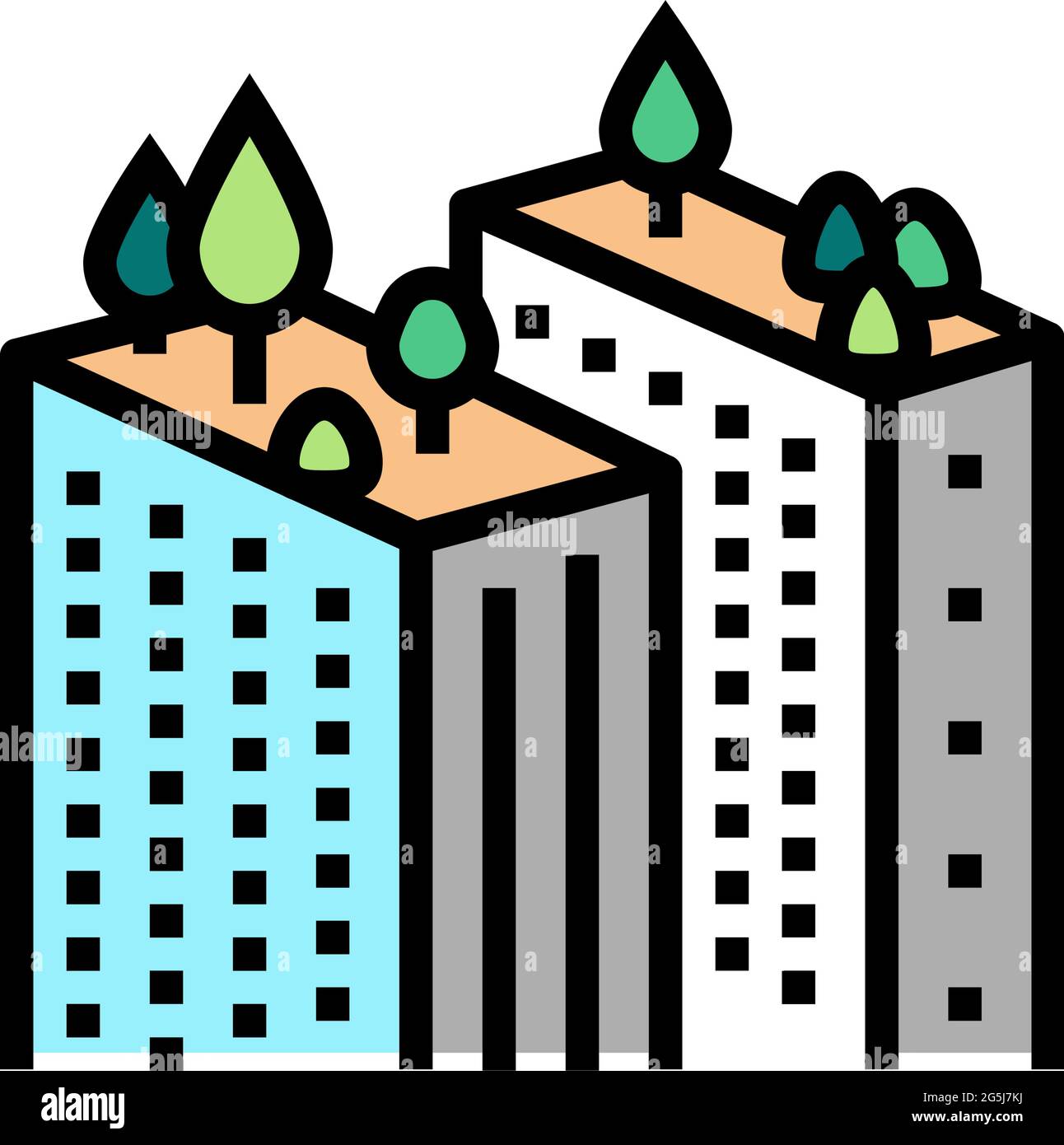 tree gardening on skyscraper roof color icon vector illustration Stock ...