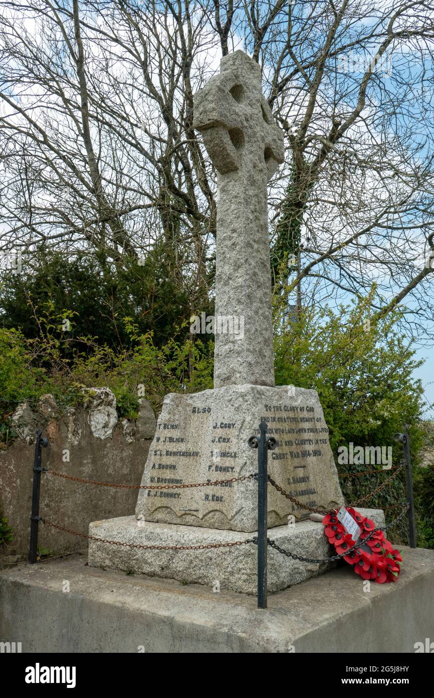 War memorial in the Village of Helland, Cornwall Stock Photo - Alamy