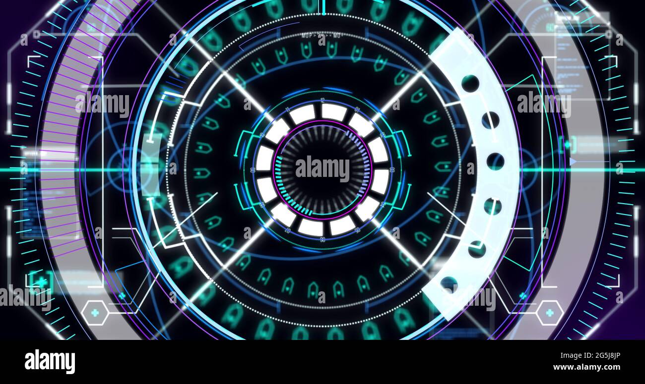 Image of scope scanning and data processing on black background Stock ...