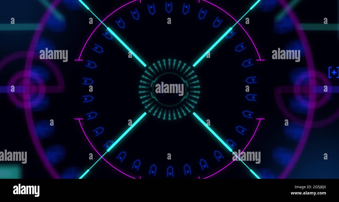 Image of scope scanning and data processing on black background Stock Photo - Alamy