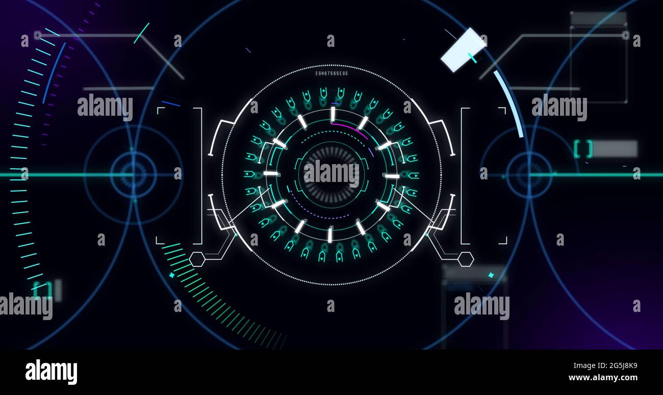 Image of scope scanning and data processing on black background Stock Photo - Alamy