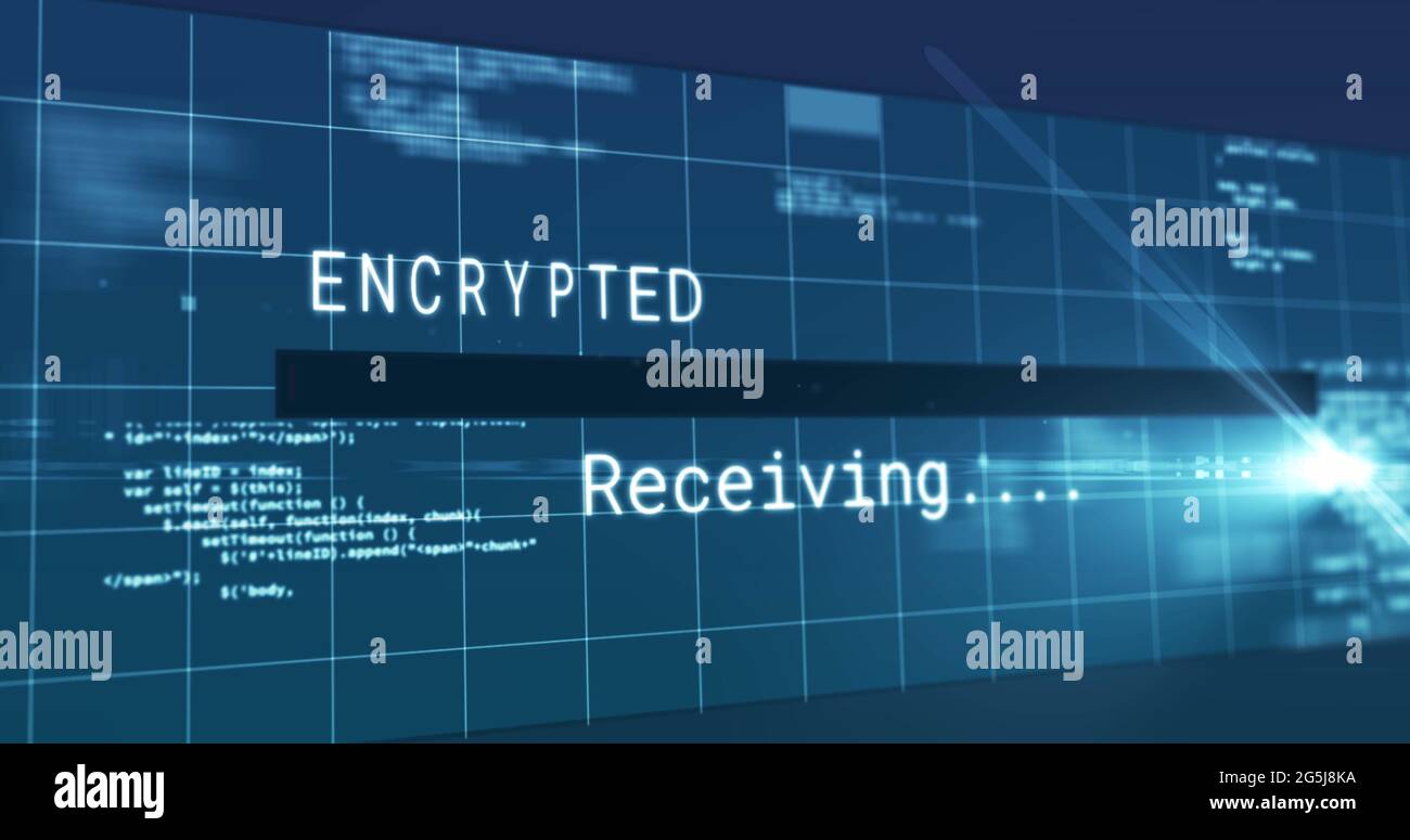Image of encrypted data transfer text flickering digital interface on screen Stock Photo - Alamy
