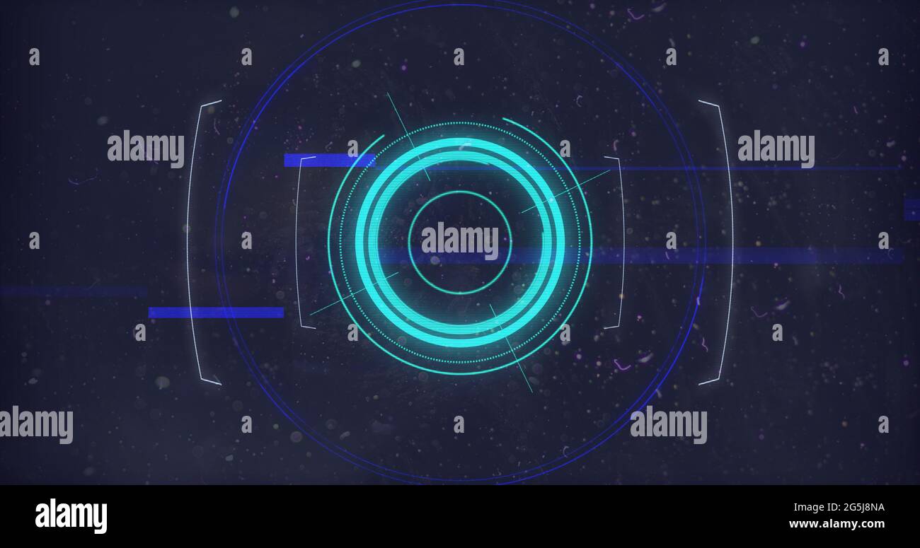 Image of flickering glowing blue scope scanning and lines on purple ...