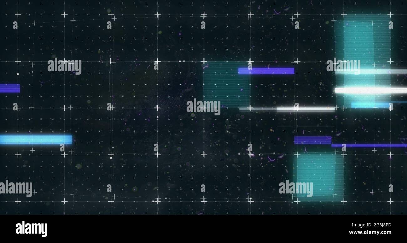 Image of blue squares and scope scanning with markers over grid ...