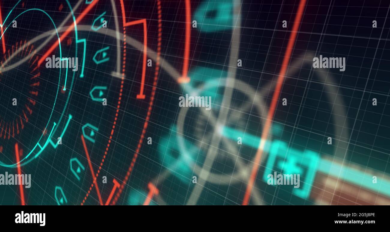 Image of scope scanning with markers over grid background Stock Photo ...
