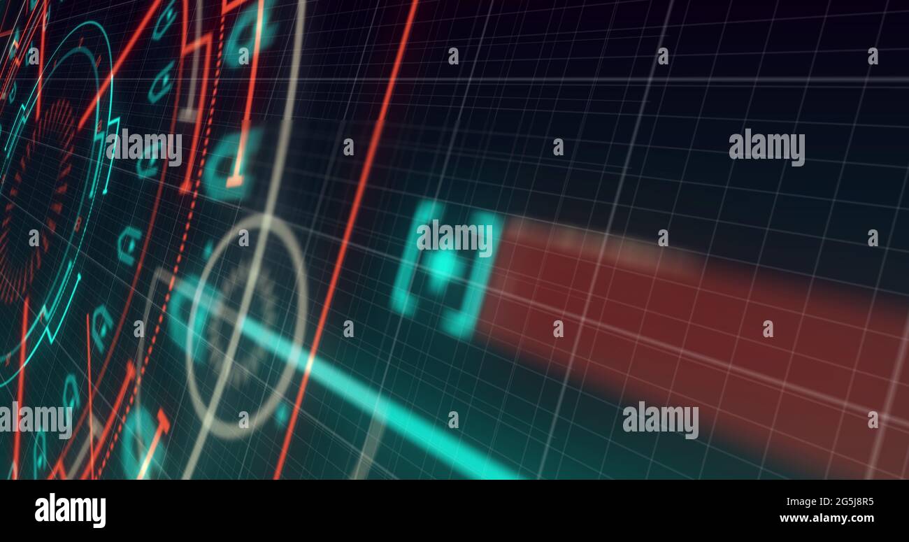 Image of scope scanning with markers over grid background Stock Photo ...