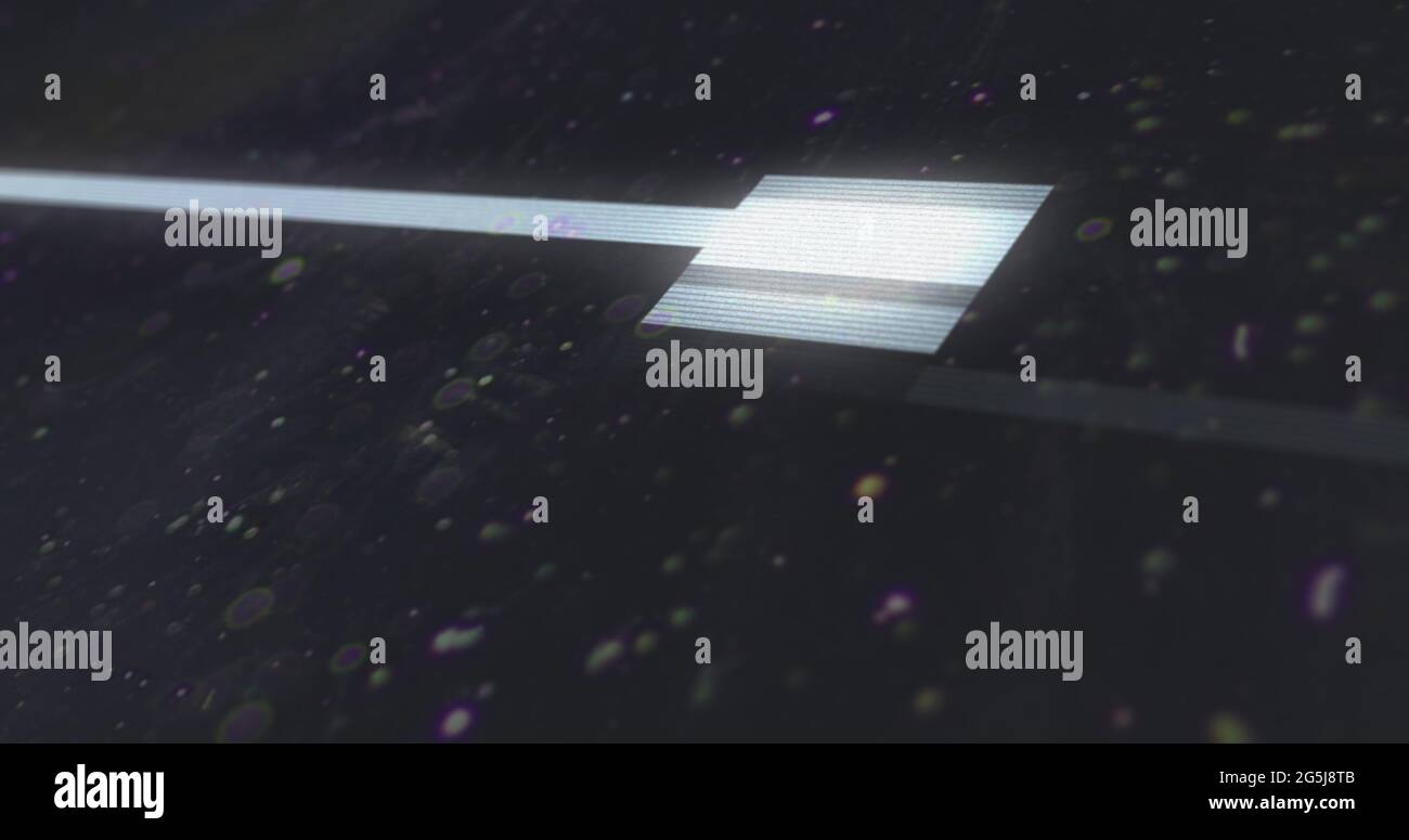 Image of glowing blue squares and flashing lines on grid background ...